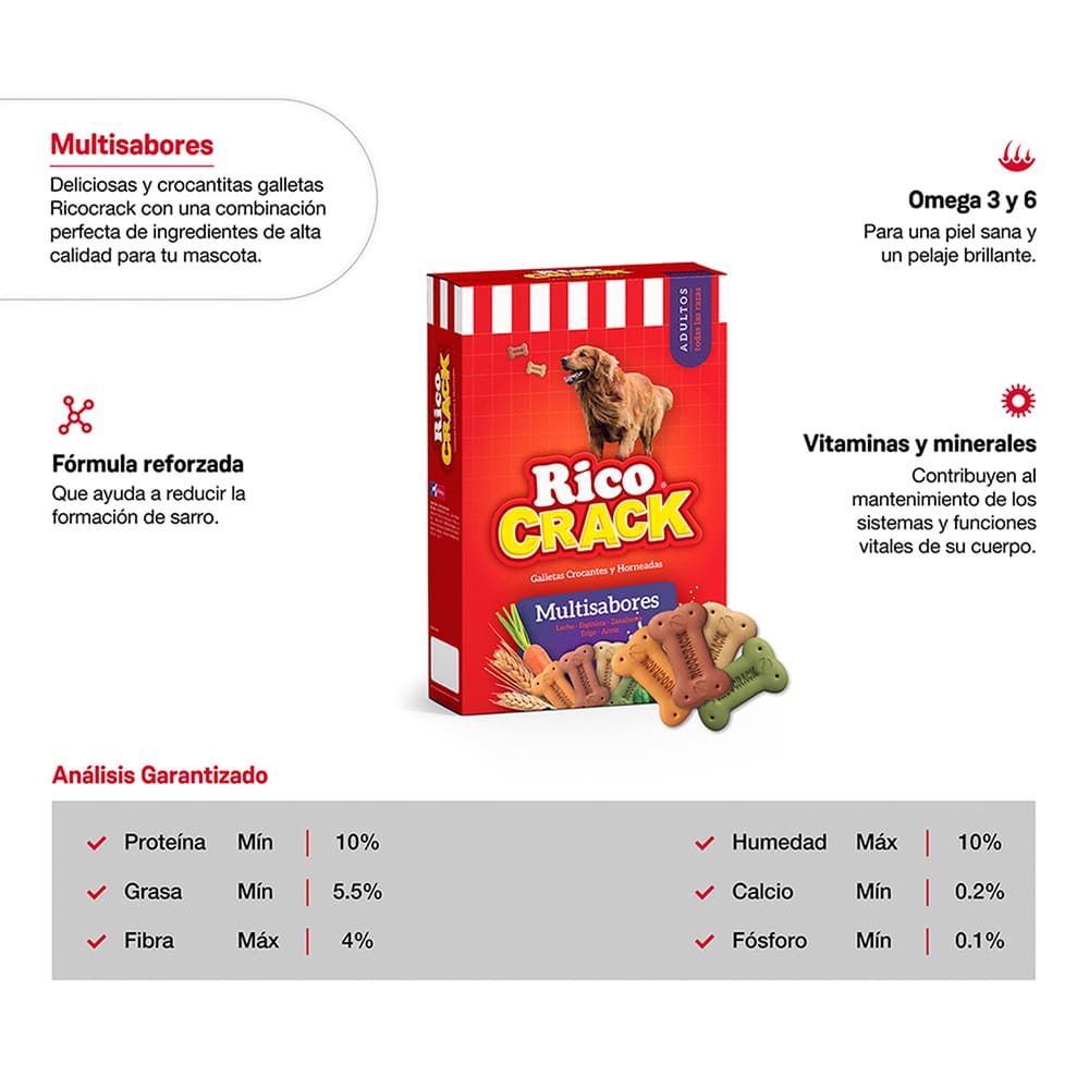 Ricocrack Multisabores Adulto Todas las Razas Cj. 200 g - Tienda Go Pet ...